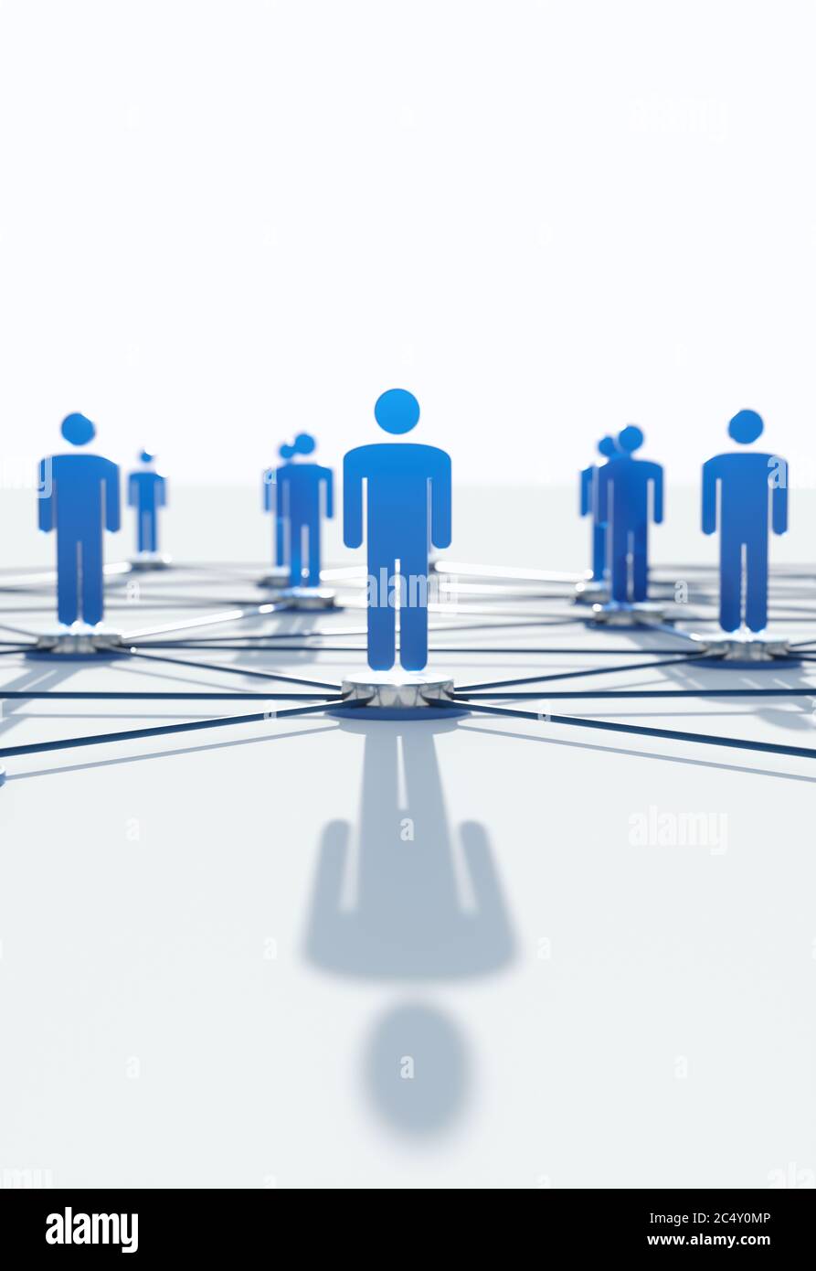 3d Render illustration of teamwork network and community concept, blue ...