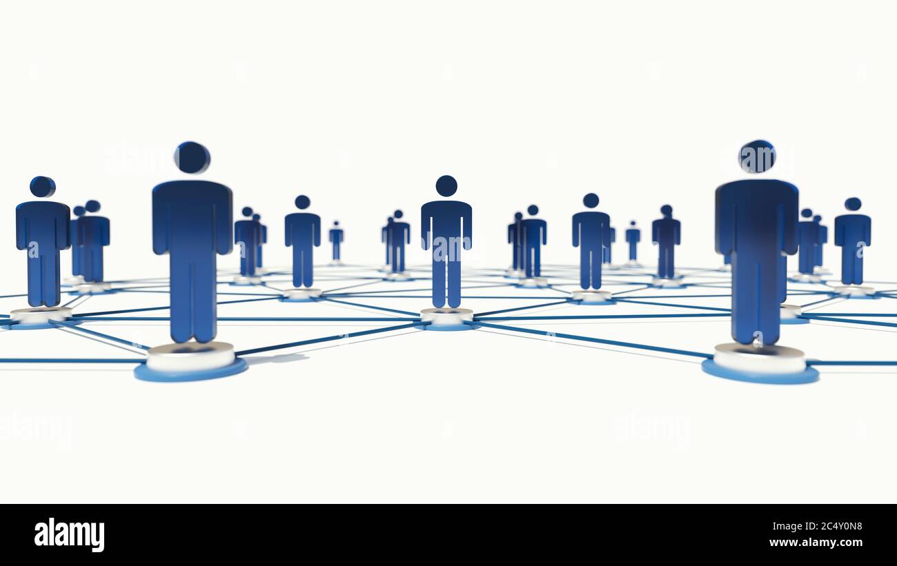 3d Render illustration of teamwork network and community concept, blue ...