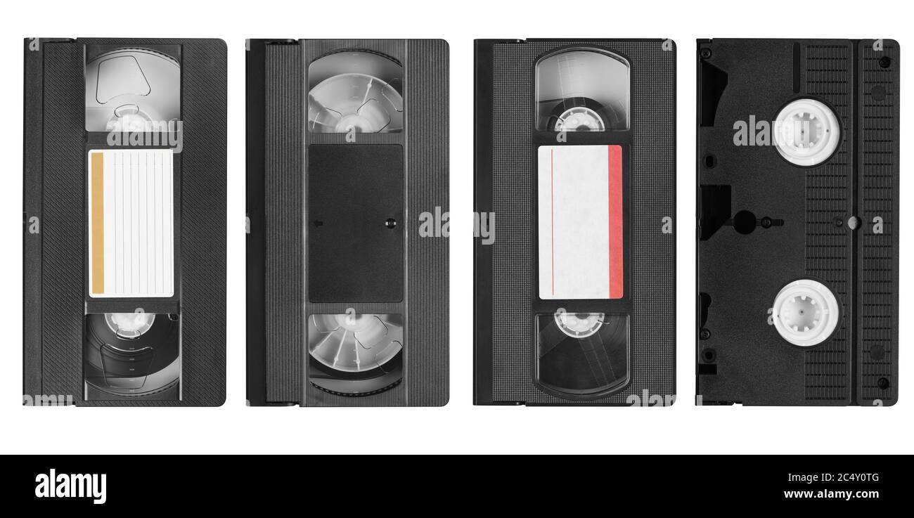 videotape for watching movies. Video tape cassette isolated on a white ...
