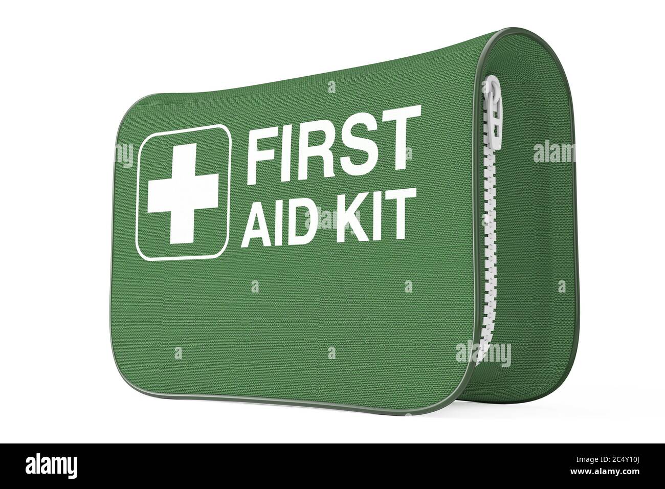 Green First Aid Kit Soft Bag with White Cross on a white background. 3d ...