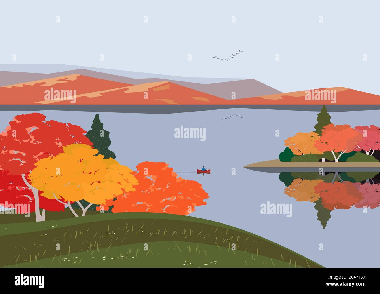 Fall boating Stock Vector Images - Alamy