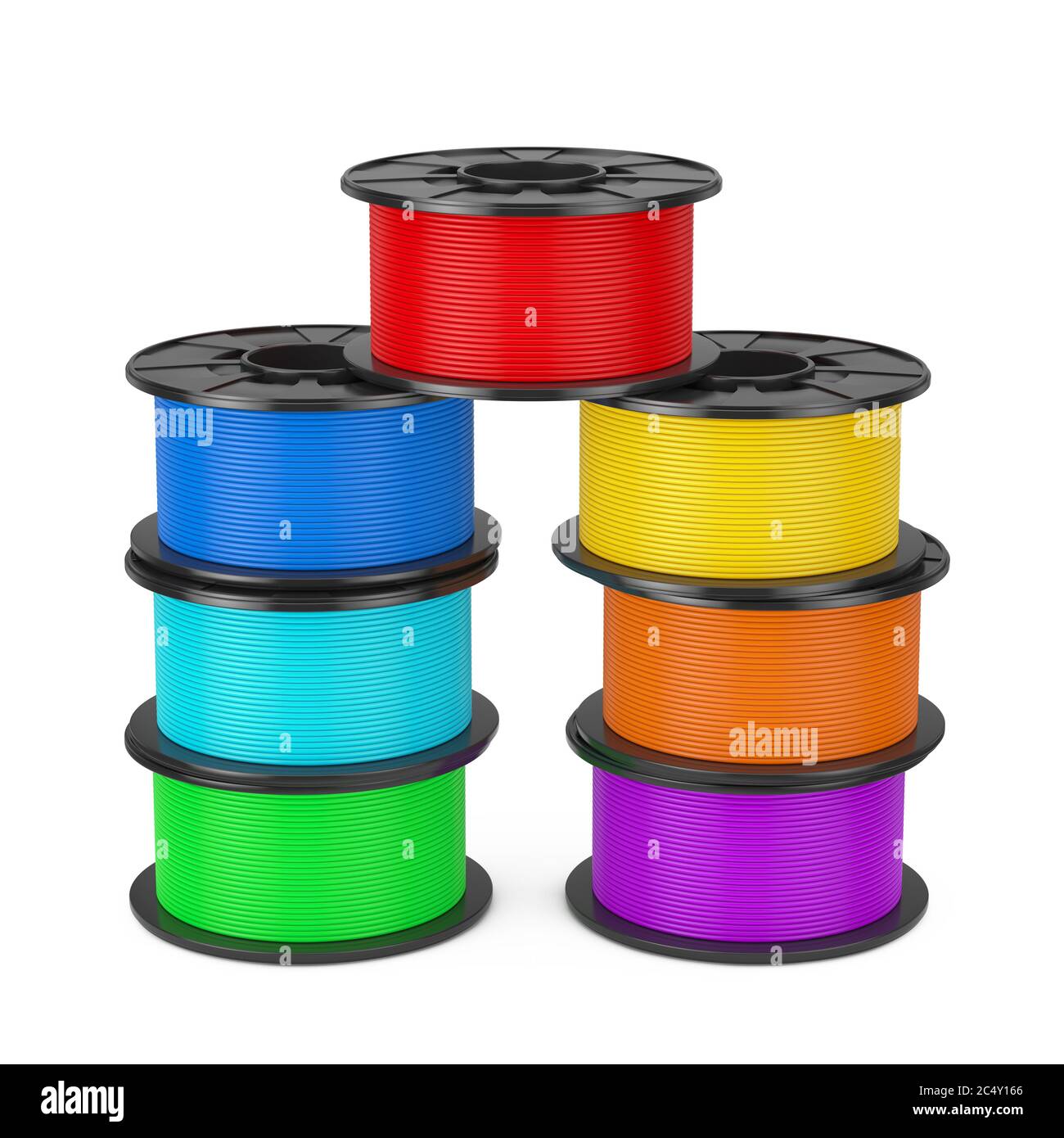 3d Printer Color Filament Coils on a white background. 3d Rendering ...