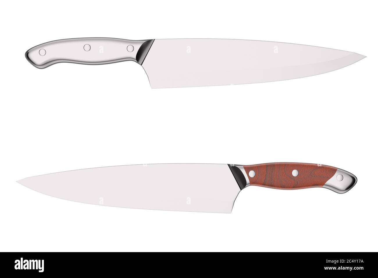 Steel Kitchen Chef Knife on a white background. 3d Rendering Stock ...