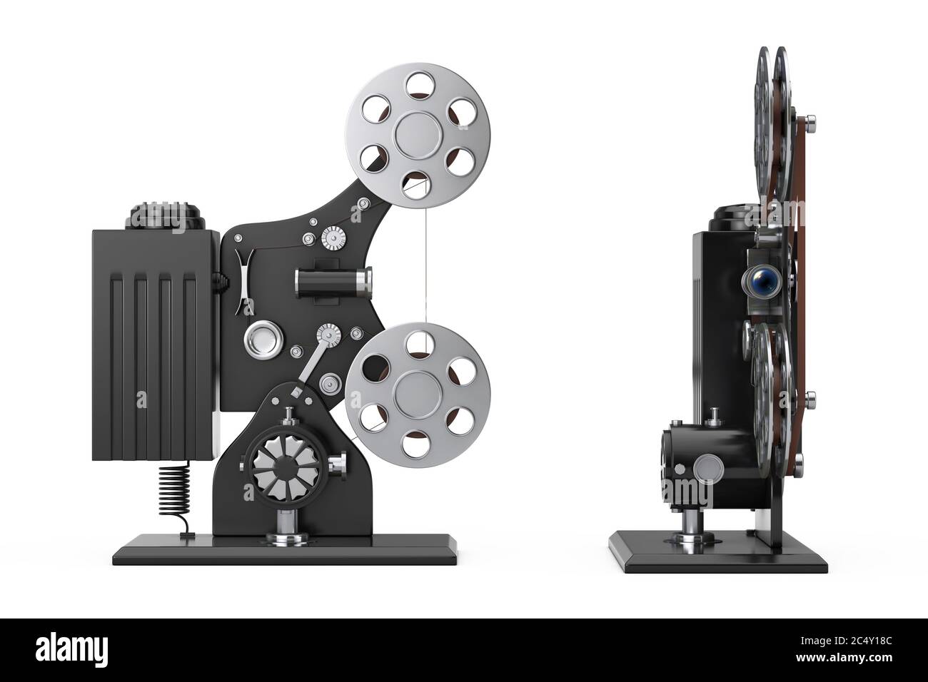 Retro Movie Film Cinema Projector on a white background. 3d Rendering ...