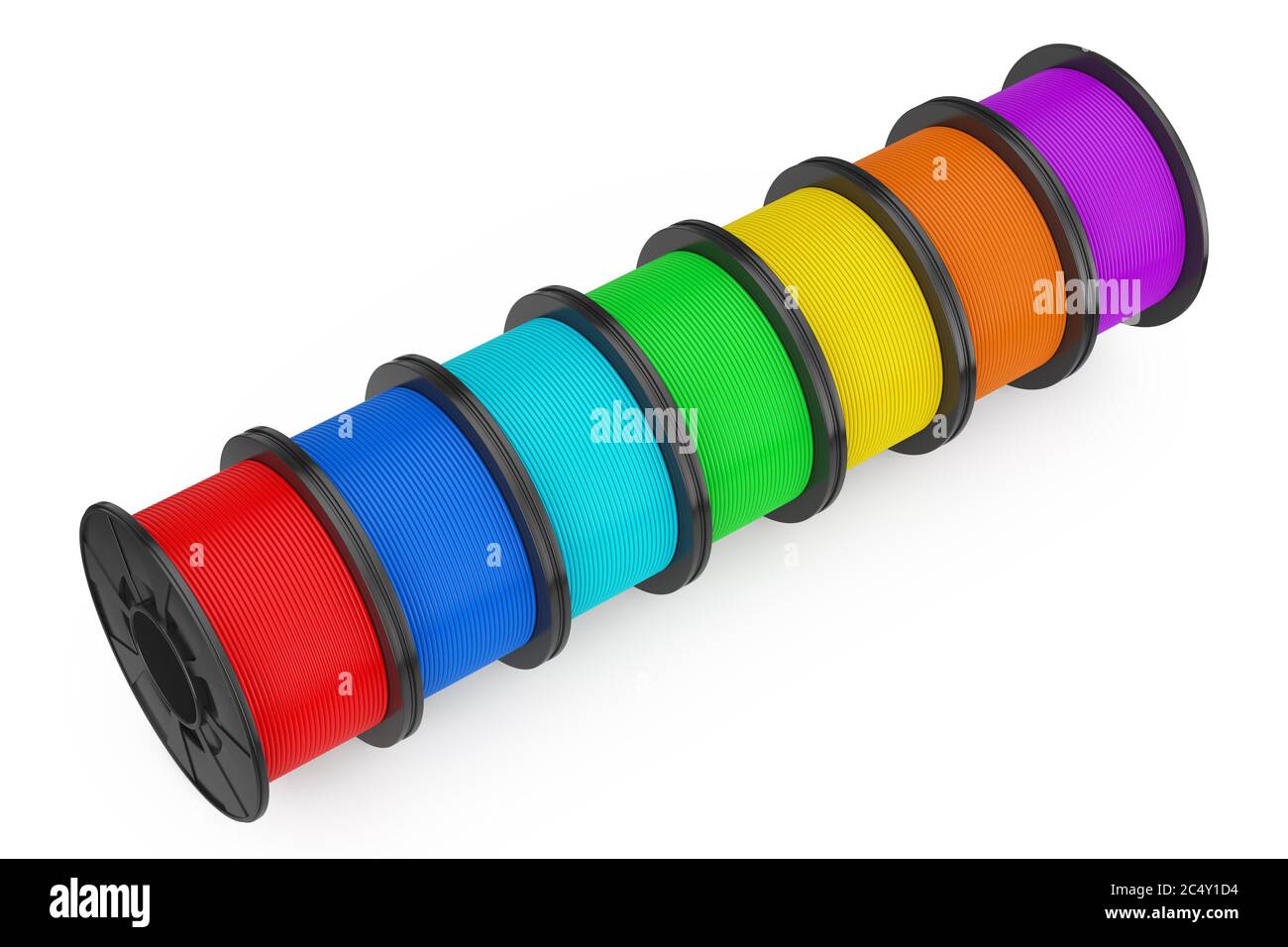 3d Printer Color Filament Coils on a white background. 3d Rendering ...