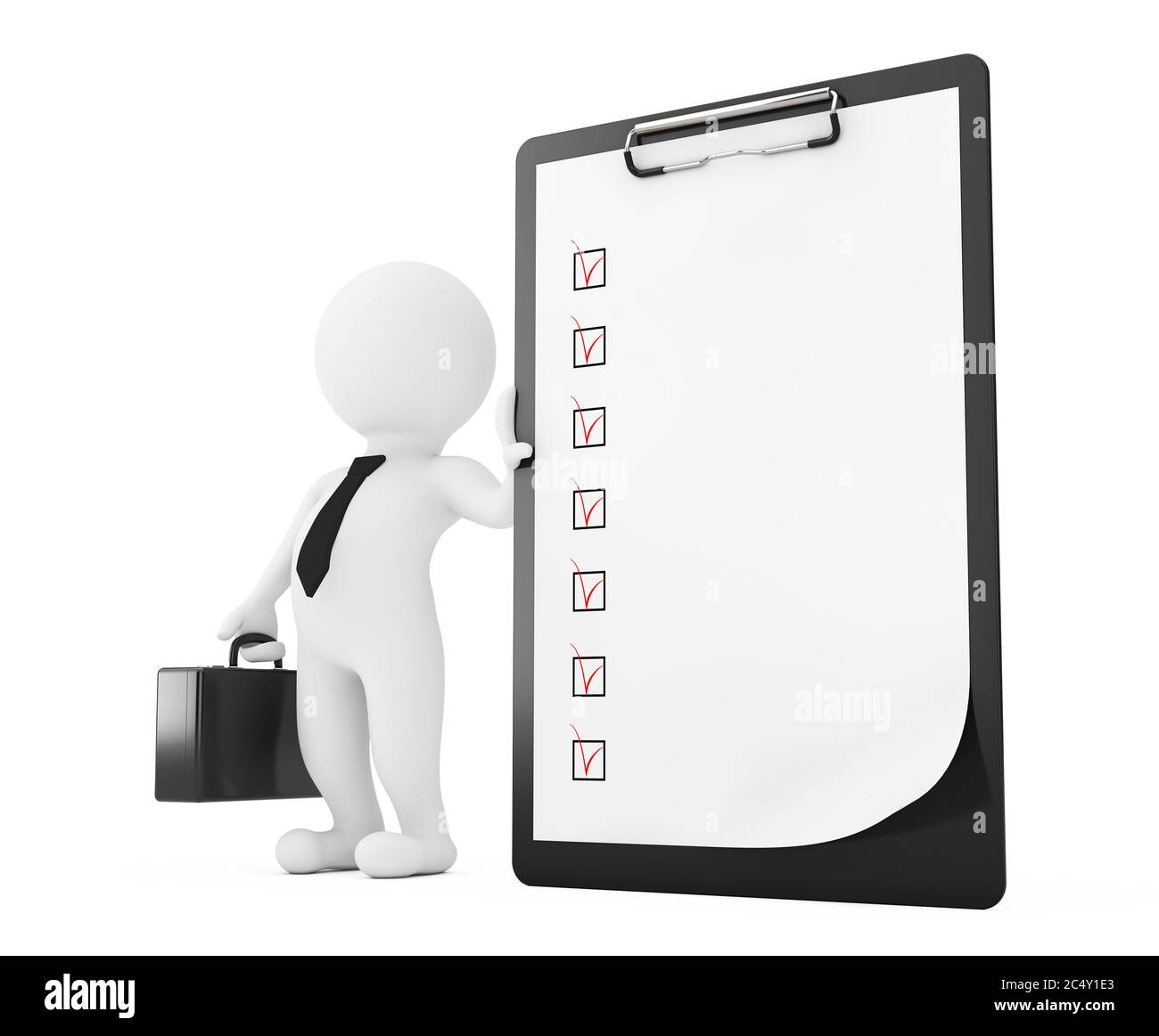 3d Person Businessman Holding Clipboard with Checklist on a white ...