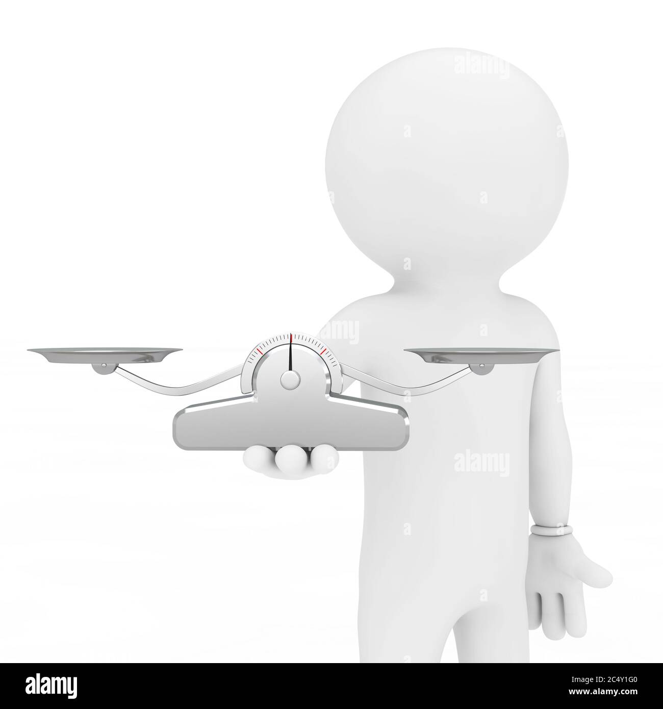 3d Person Hold in Hand Silver Simple Balance Scale on a white ...