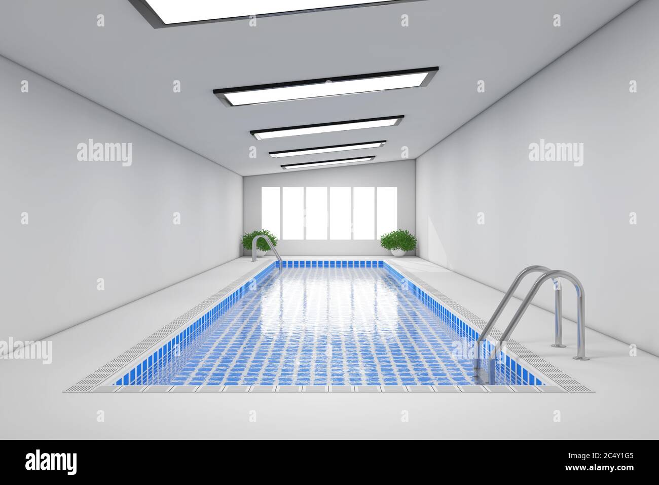 Empty Indoor Swimming Pool Interior extreme closeup. 3d Rendering Stock ...