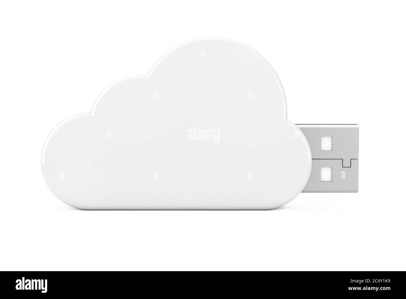White Usb Flash Drive in Cloud Shape on a white background. 3d ...
