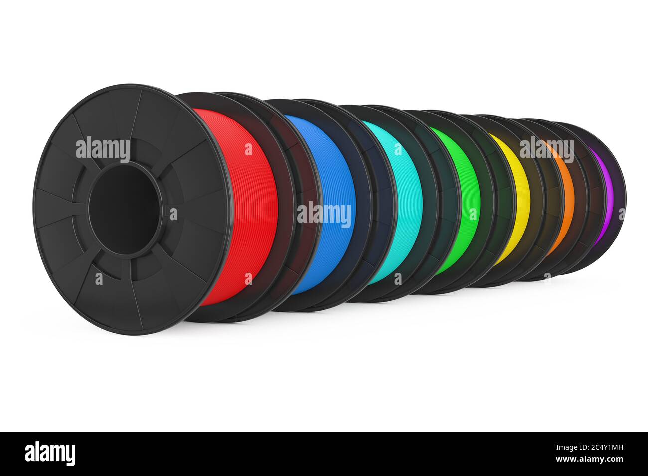 3d Printer Color Filament Coils on a white background. 3d Rendering ...