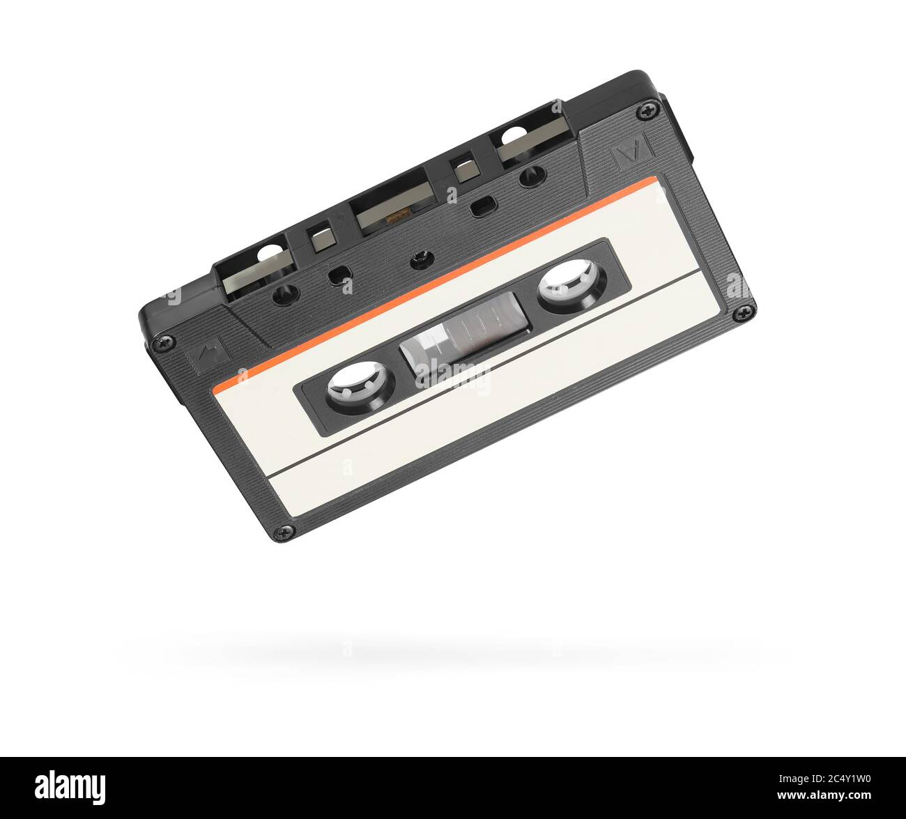 Retro old audio tape cassette isolated on white with clipping path ...