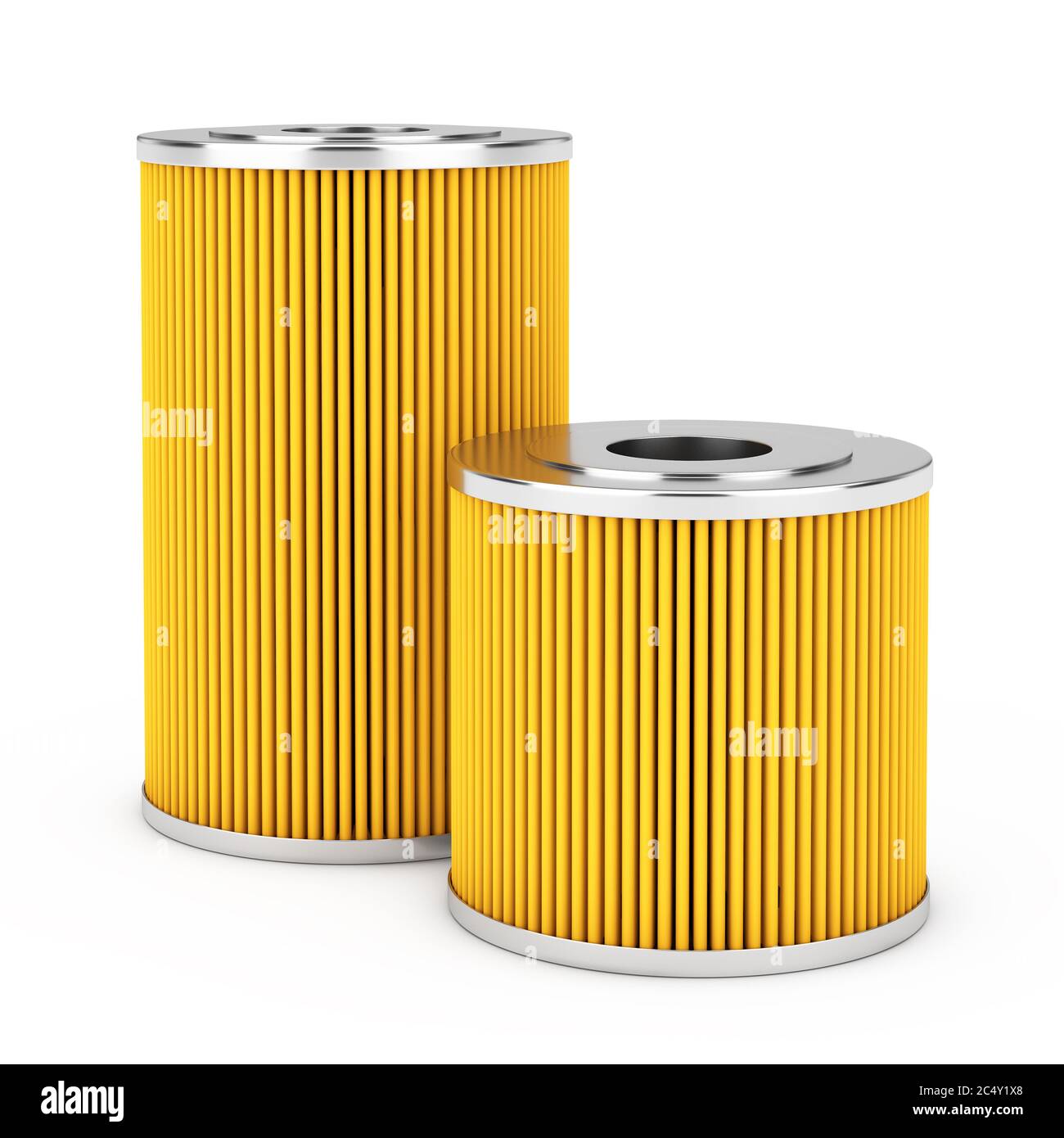 Automotive Yellow Oil Filter Cartridge on a white background. 3d ...