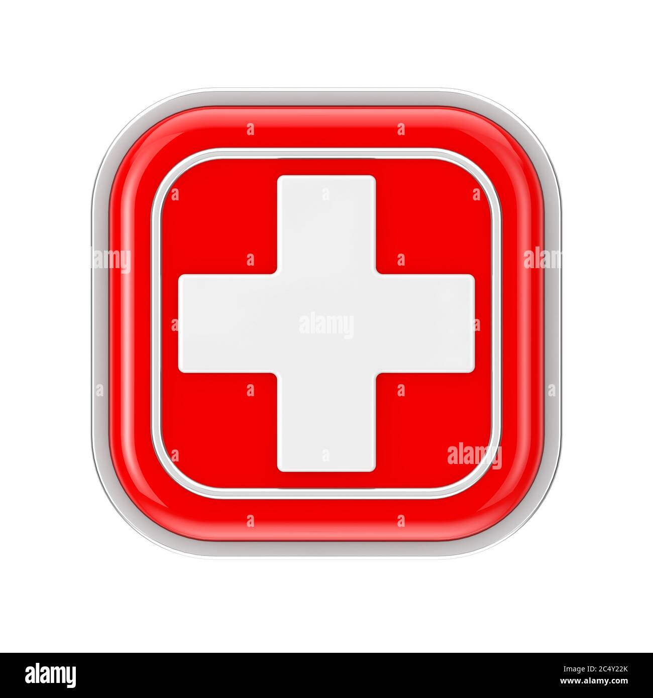 First Aid Medical Button Icon on a white background. 3d Rendering Stock ...