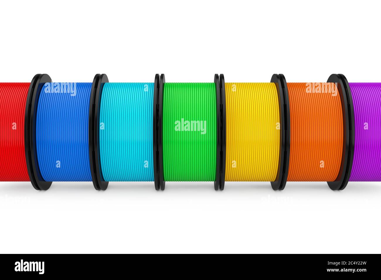 3d Printer Color Filament Coils on a white background. 3d Rendering ...