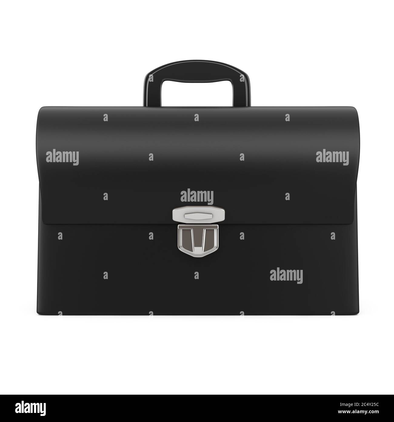 Black Leather Briefcase with Silver Buckle on a white background. 3d ...