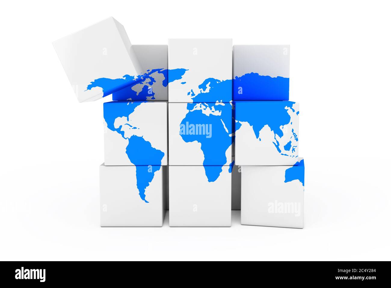 Globe World Earth Map in the Form of Cube on a white background. 3d ...