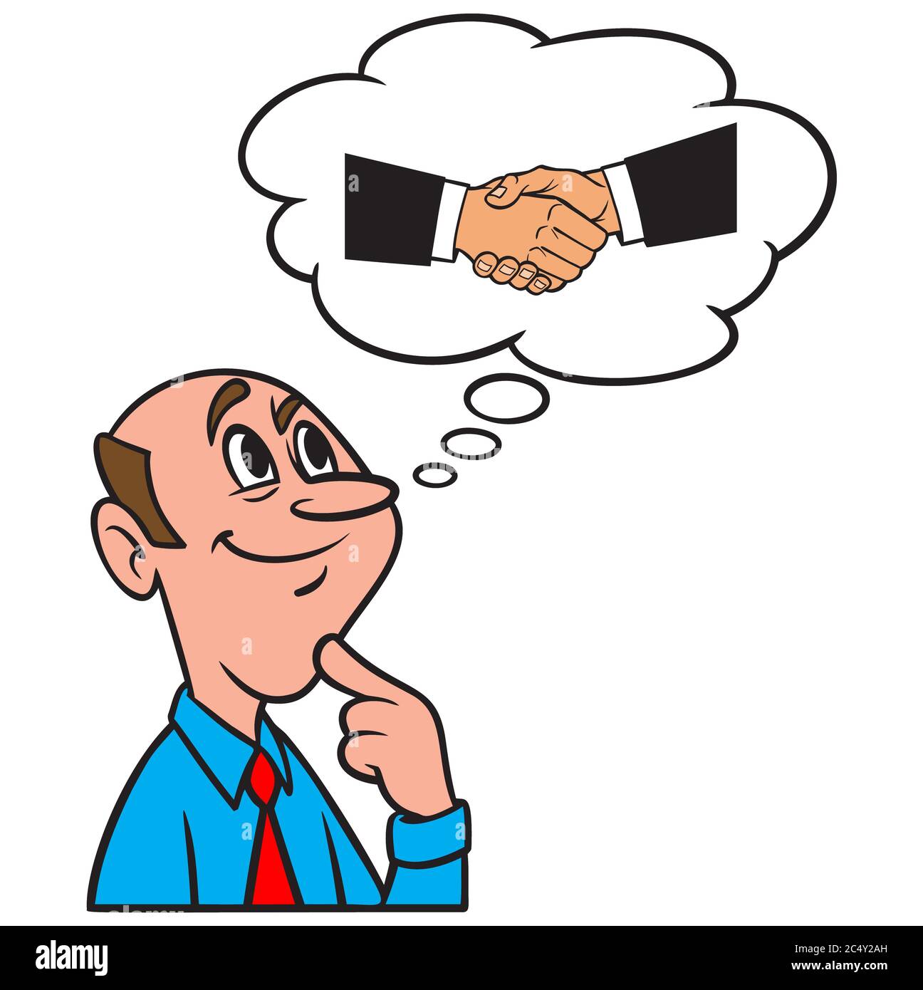 Thinking About A Handshake- An Illustration of a person Thinking About ...