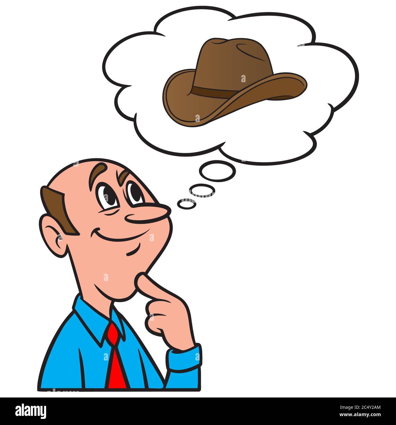 Thinking About a Cowboy Hat- An Illustration of a person Thinking about ...