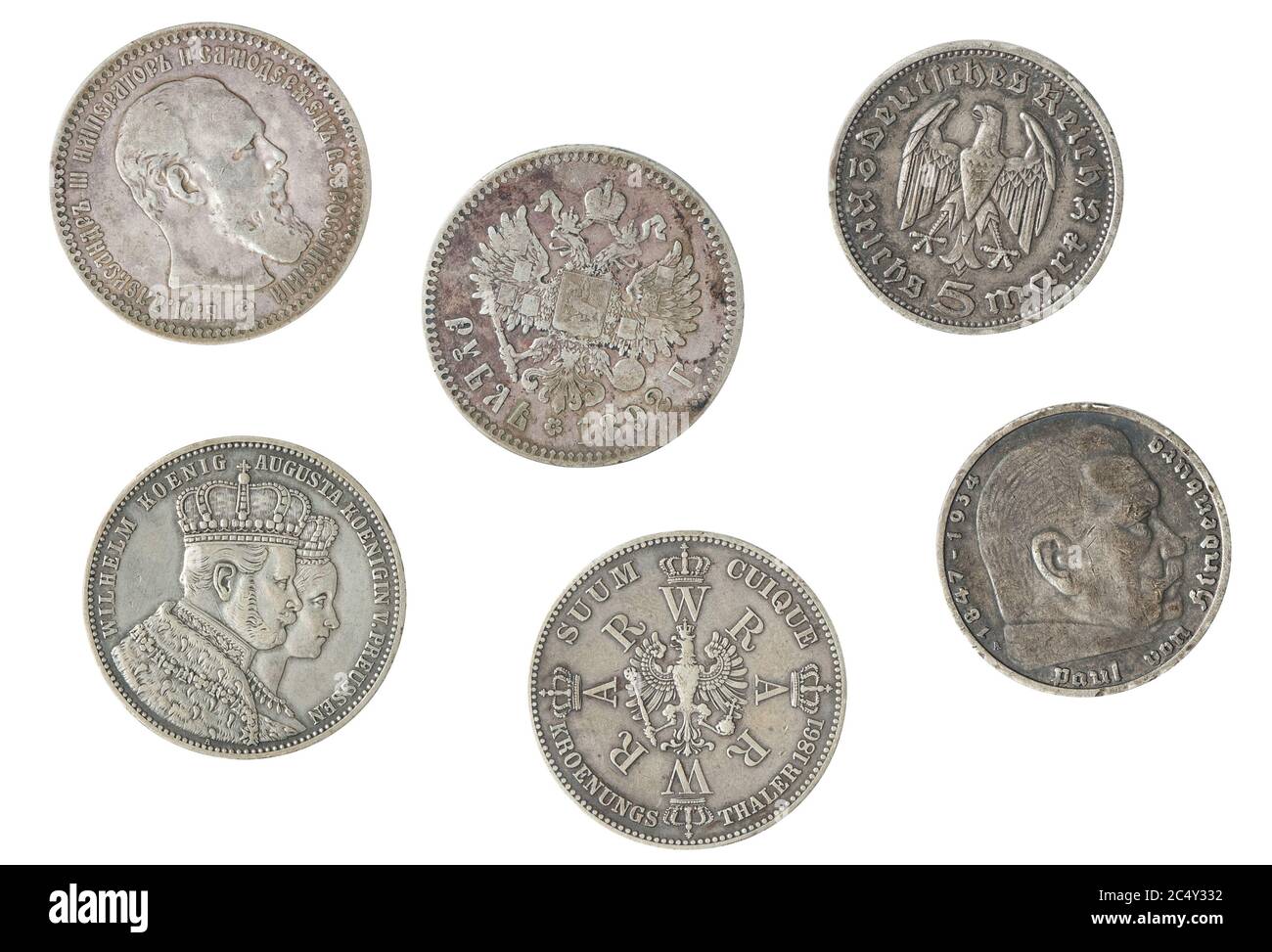 old coins isolated on white with clipping path Stock Photo - Alamy