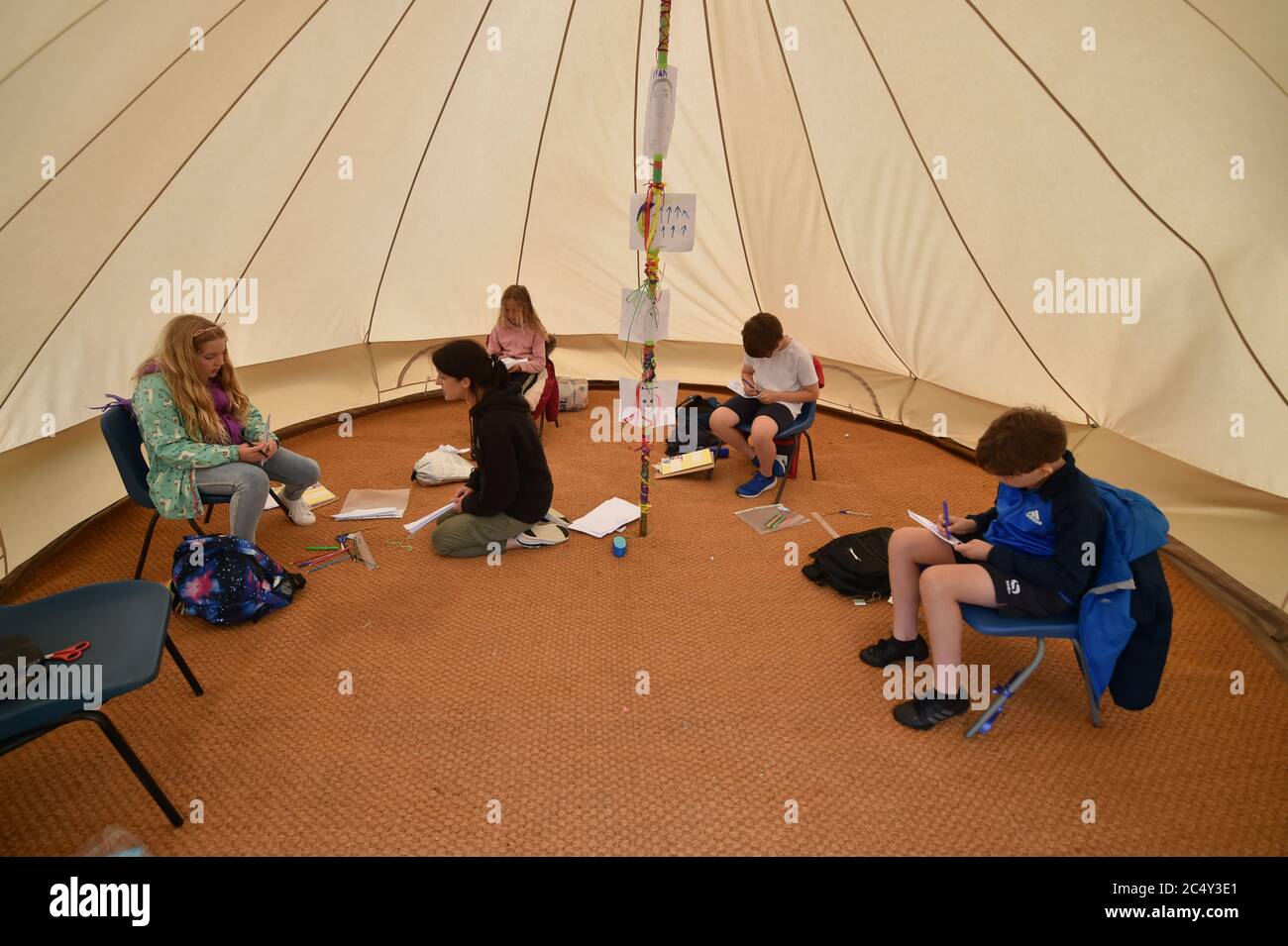 Teacher Holly Haime teaches year five pupils arts and crafts as they ...