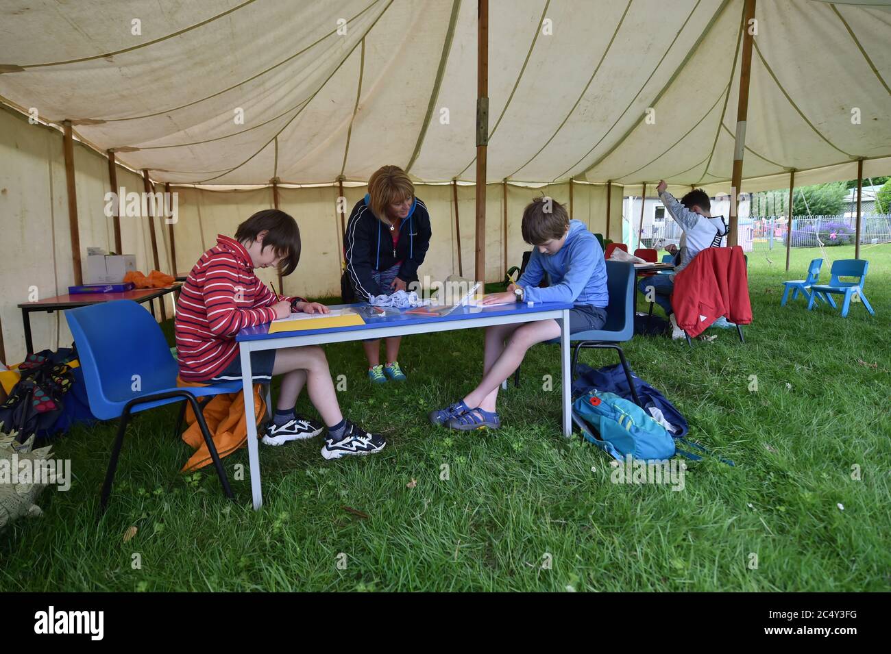 Teacher Claire Juniper teaches maths to year six students inside a ...