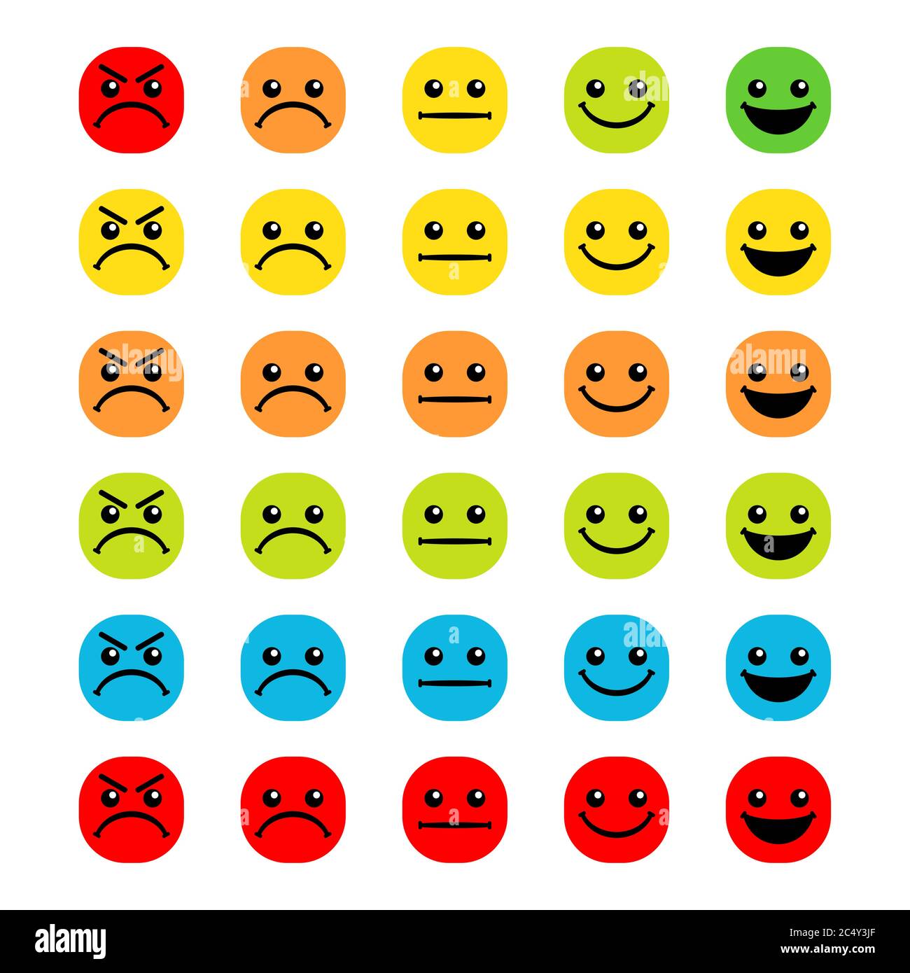 Emoticon set. Angry, sad, neutral, positive and happy emotions. Vector ...