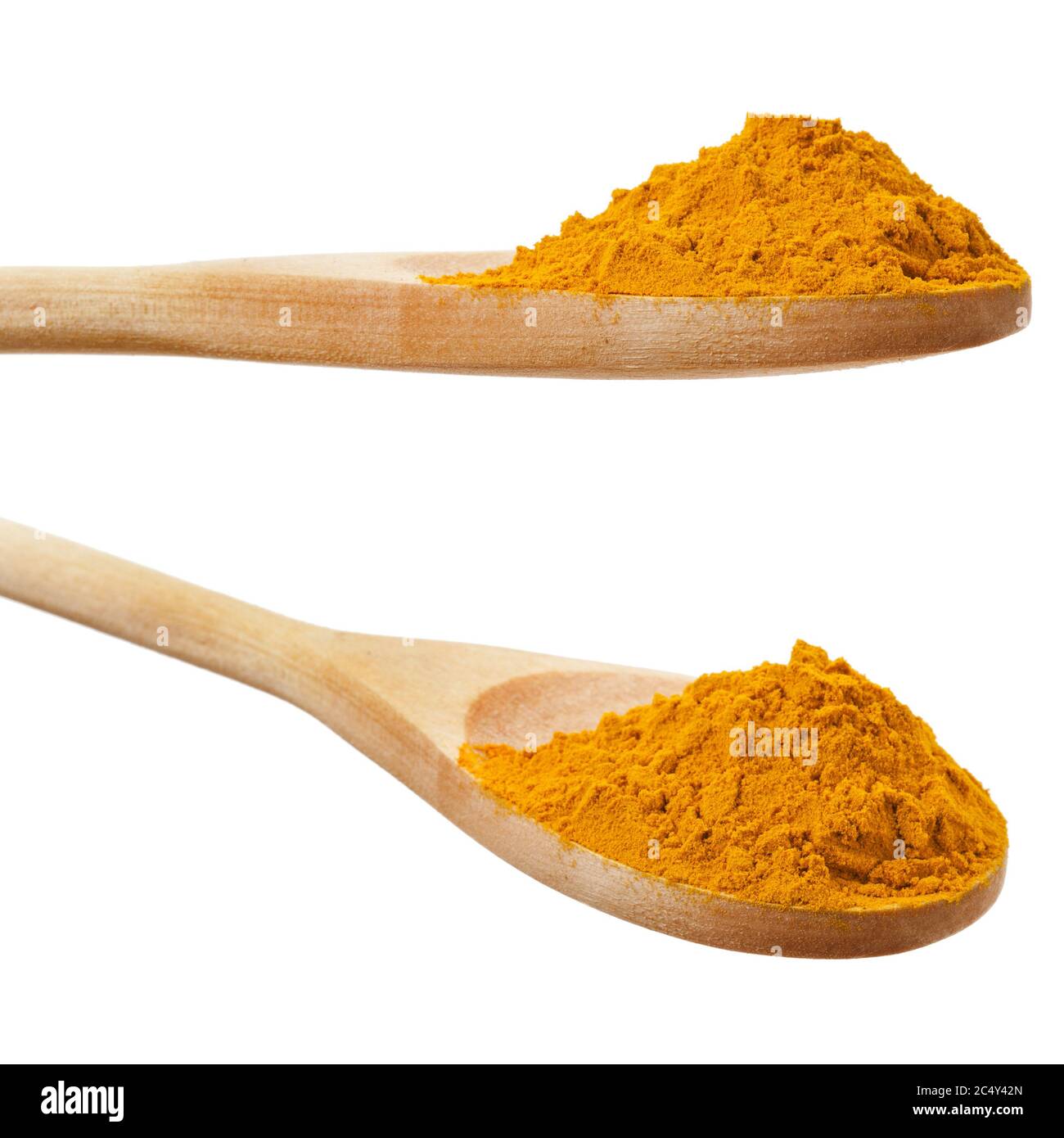 Turmeric powder spice on wooden spoon isolated on white Stock Photo - Alamy