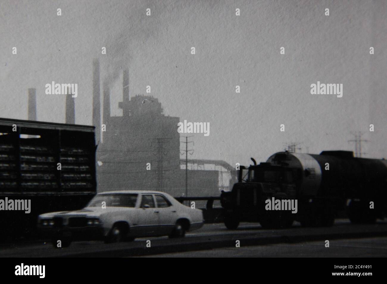 Fine 70s vintage black and white photography of a working factory ...