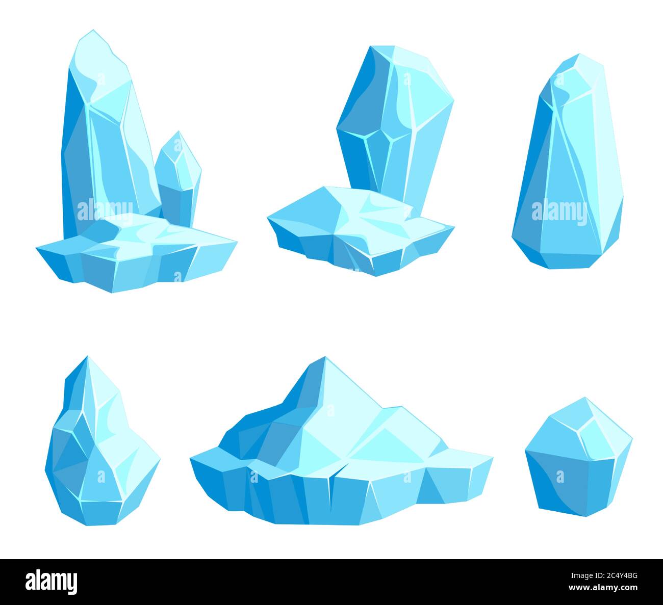 Set of pieces and crystals of ice, icebergs for design and decor Stock ...