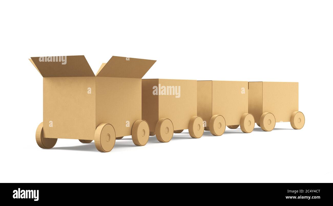 cardboard box cars arranged in line Stock Photo - Alamy
