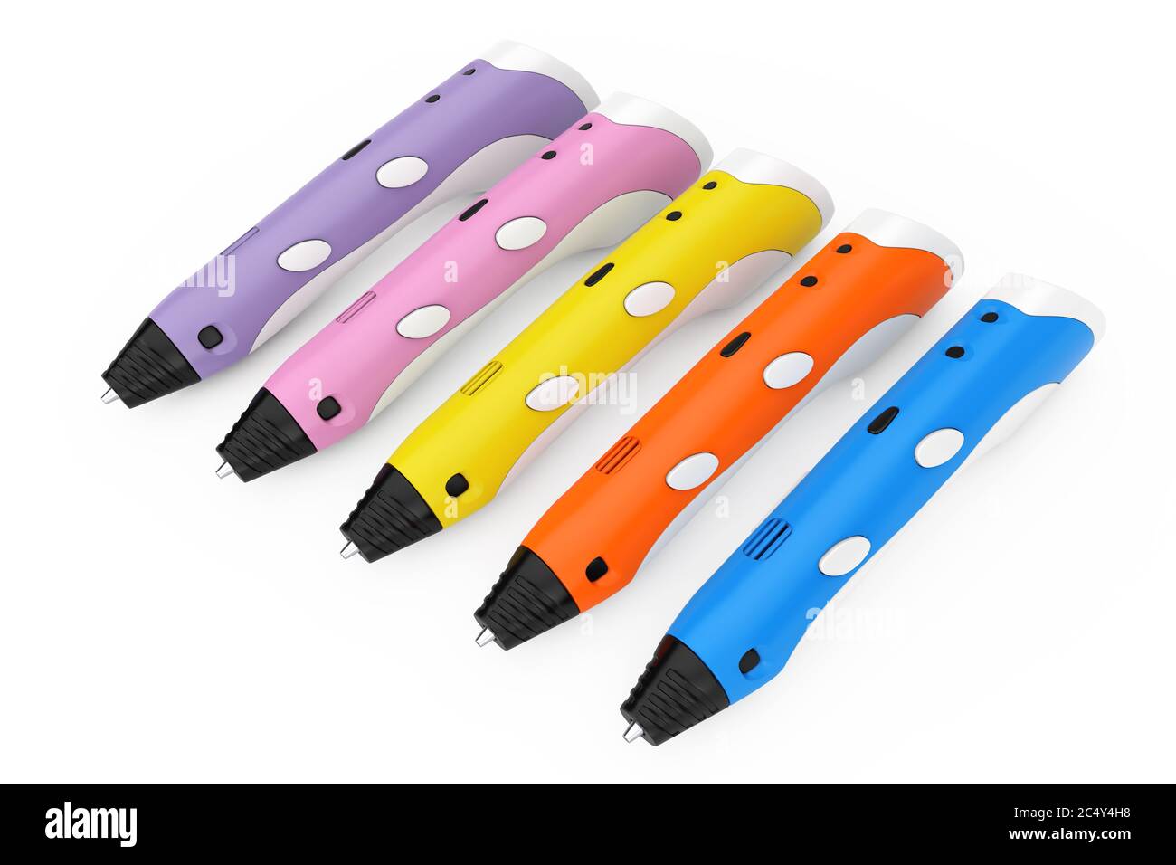 Technology Concept. Colored 3d Printing Pens on a white background. 3d ...