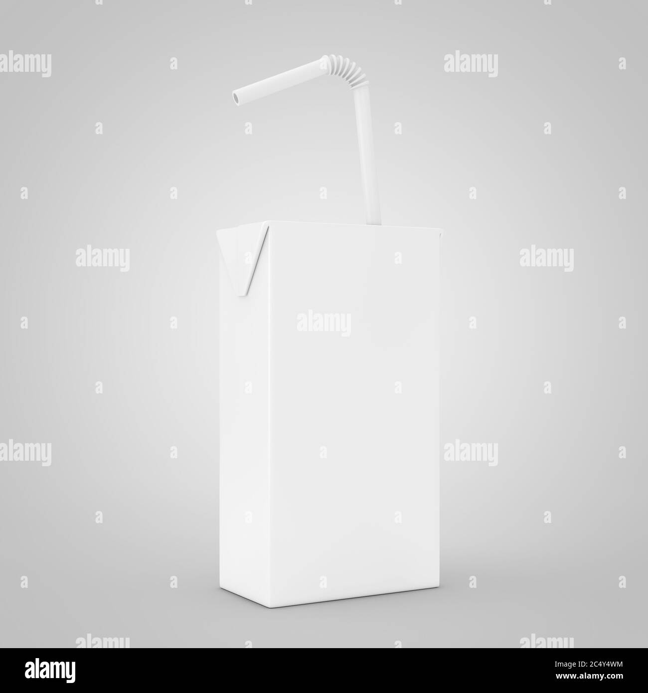 White Juice, Yogurt or Milk Box with Drinking Straw and Free Space for ...