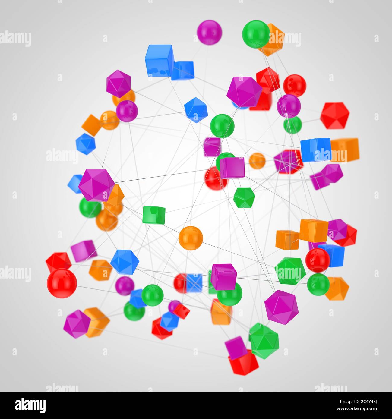 Network Connections Concept. Abstract Figures connected with Lines on a ...