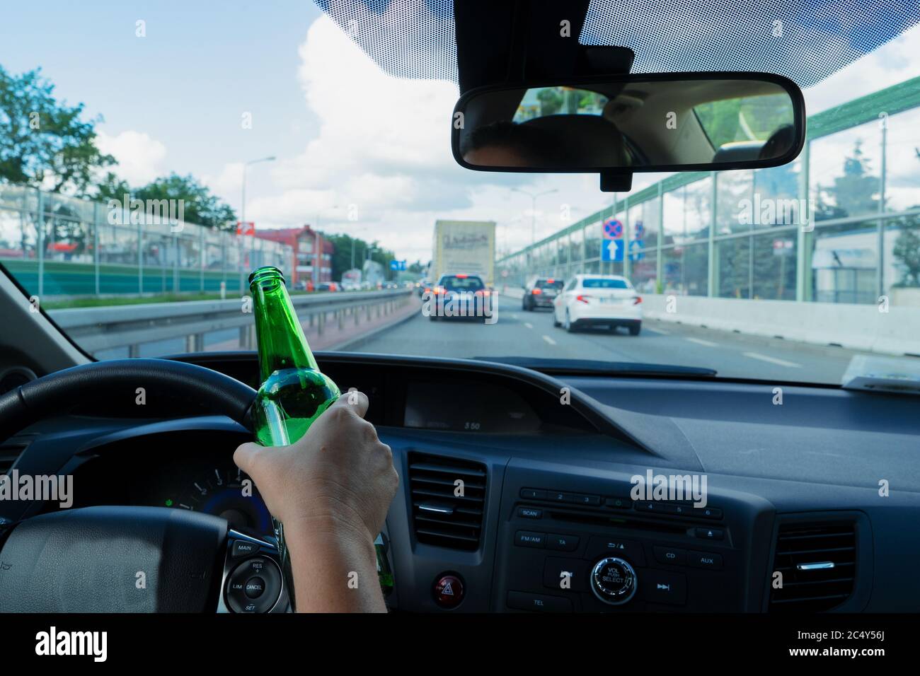 Drunk woman driving car beer hi-res stock photography and images - Alamy