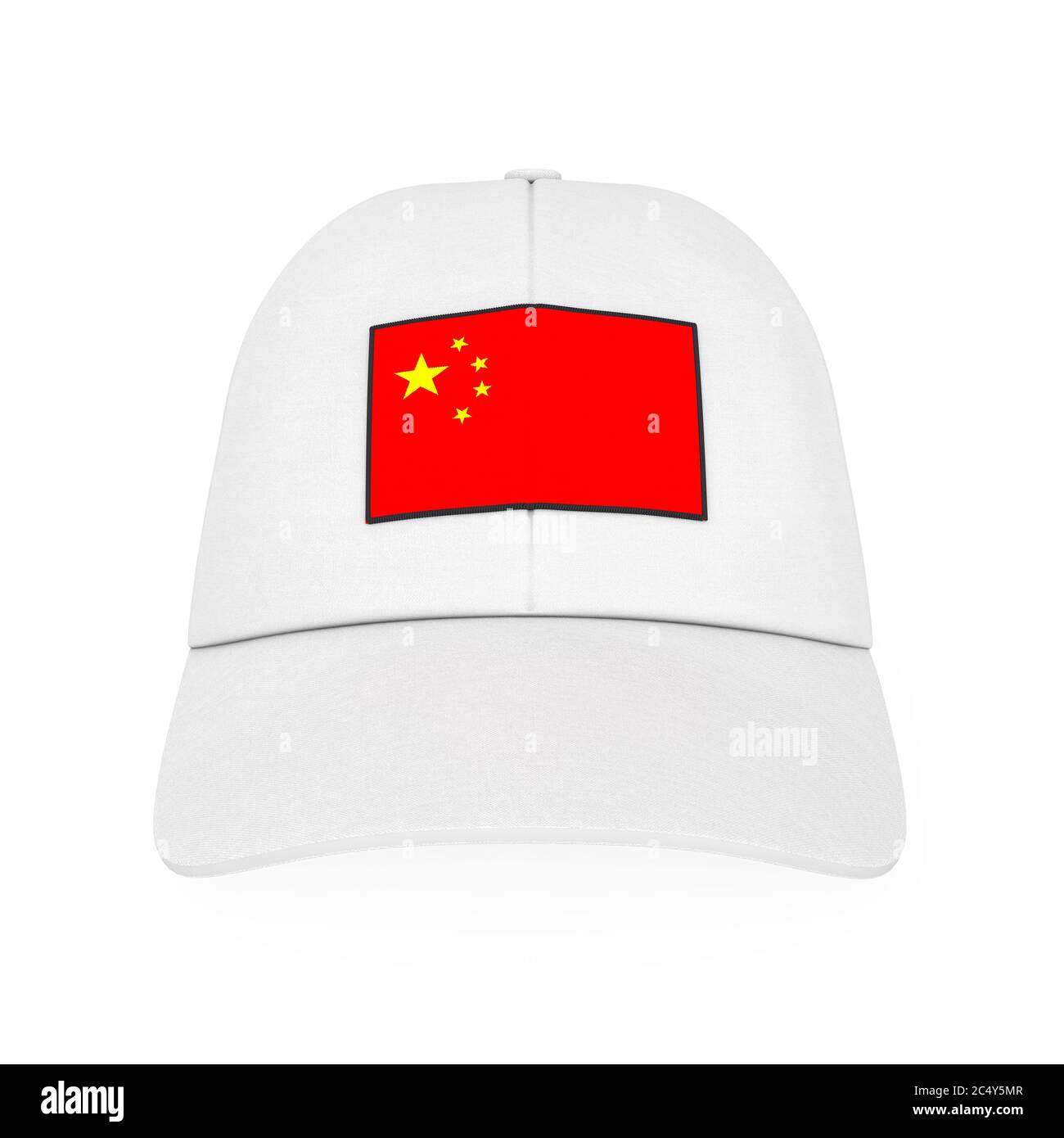 White Baseball Cap with China Flag on a white background. 3d Rendering ...