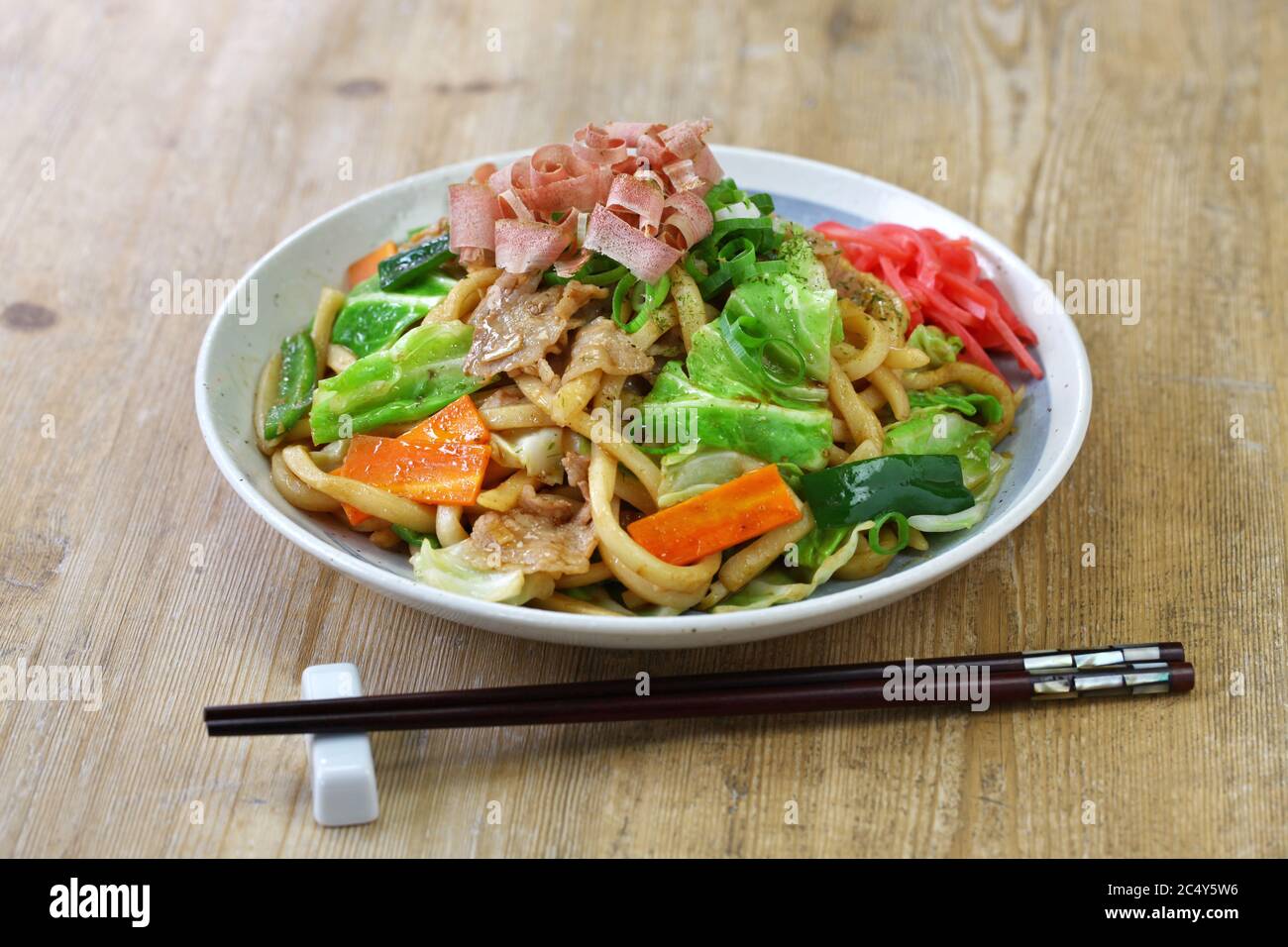 yaki udon , a kind of japanese udon noodle dish, pan fried udon noodles ...