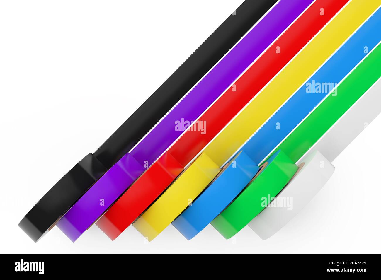 Different Colored Adhesive Insulating Tape on a white background. 3d ...