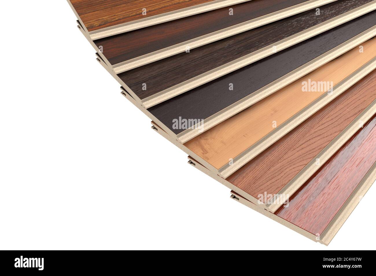New Laminate Parquet Floor Planks of Different Colors on a white ...