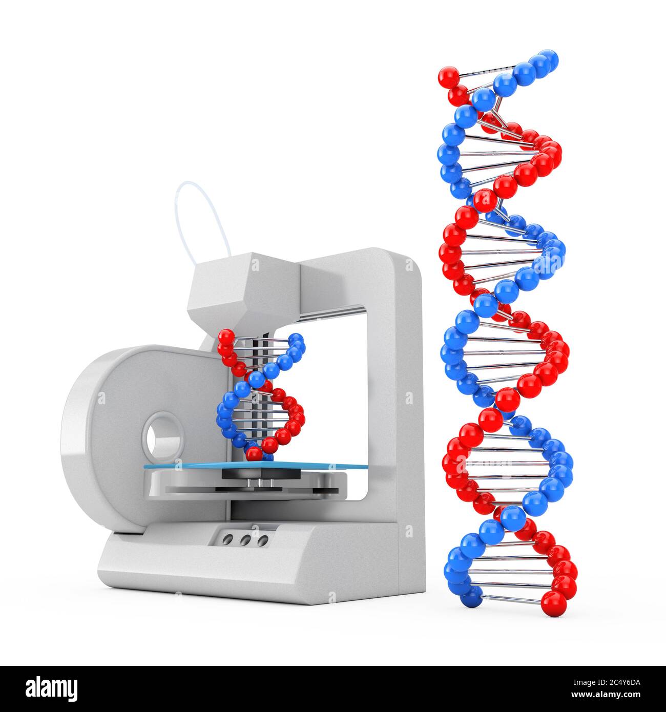 3d Printer Print the New DNA Molecules on a white background. 3d ...