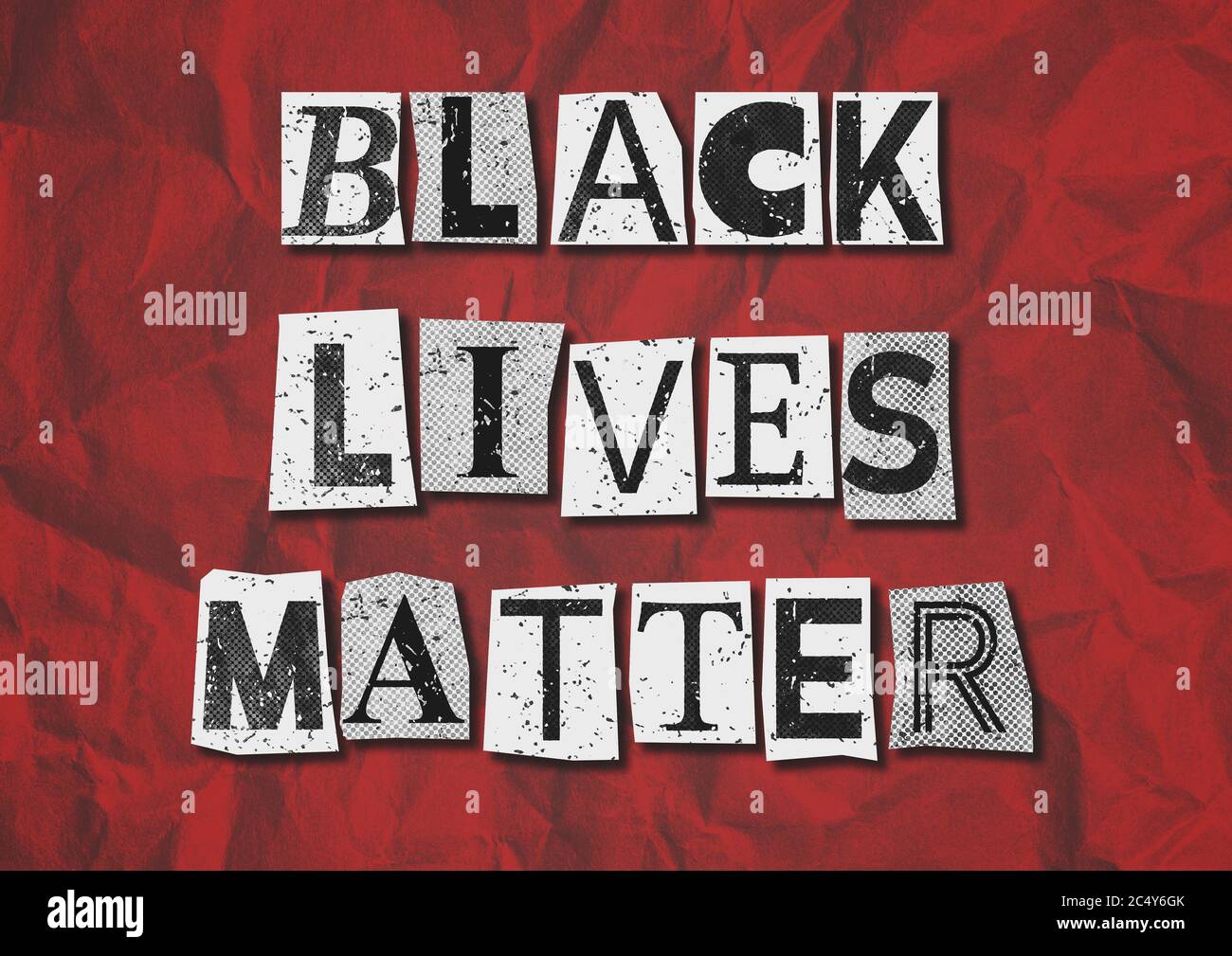 A black, white and red colored Black Lives Matter BLM background grunge ...