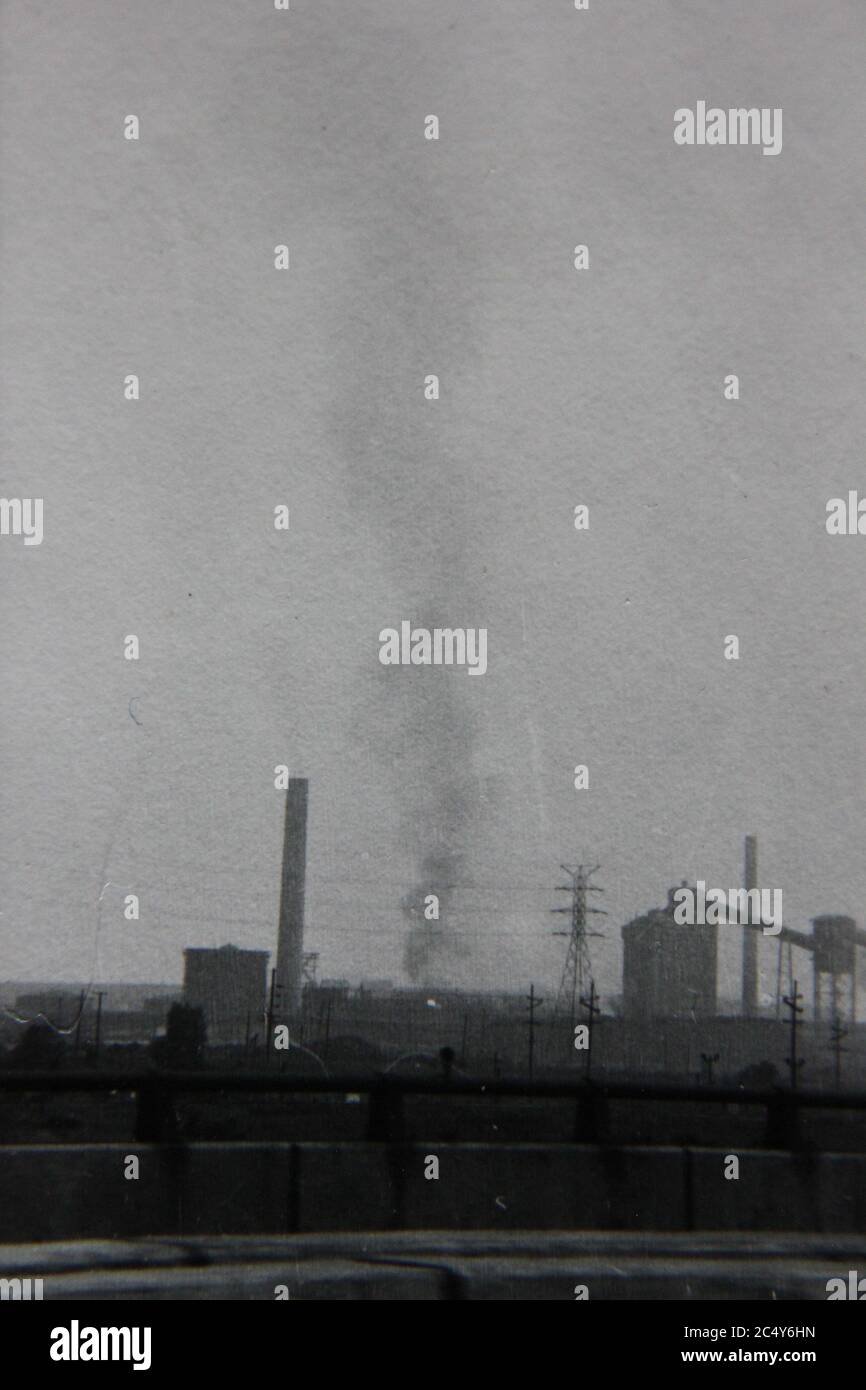 Fine 70s vintage black and white photography of a working factory ...