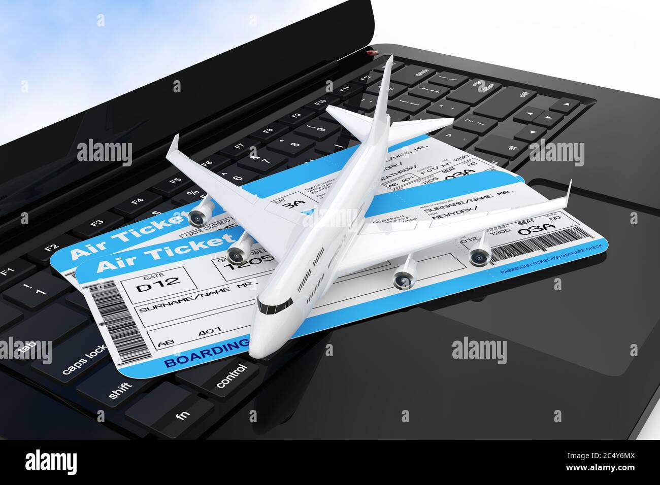 White Jet Passenger's Airplane with Airline Boarding Pass Tickets over ...