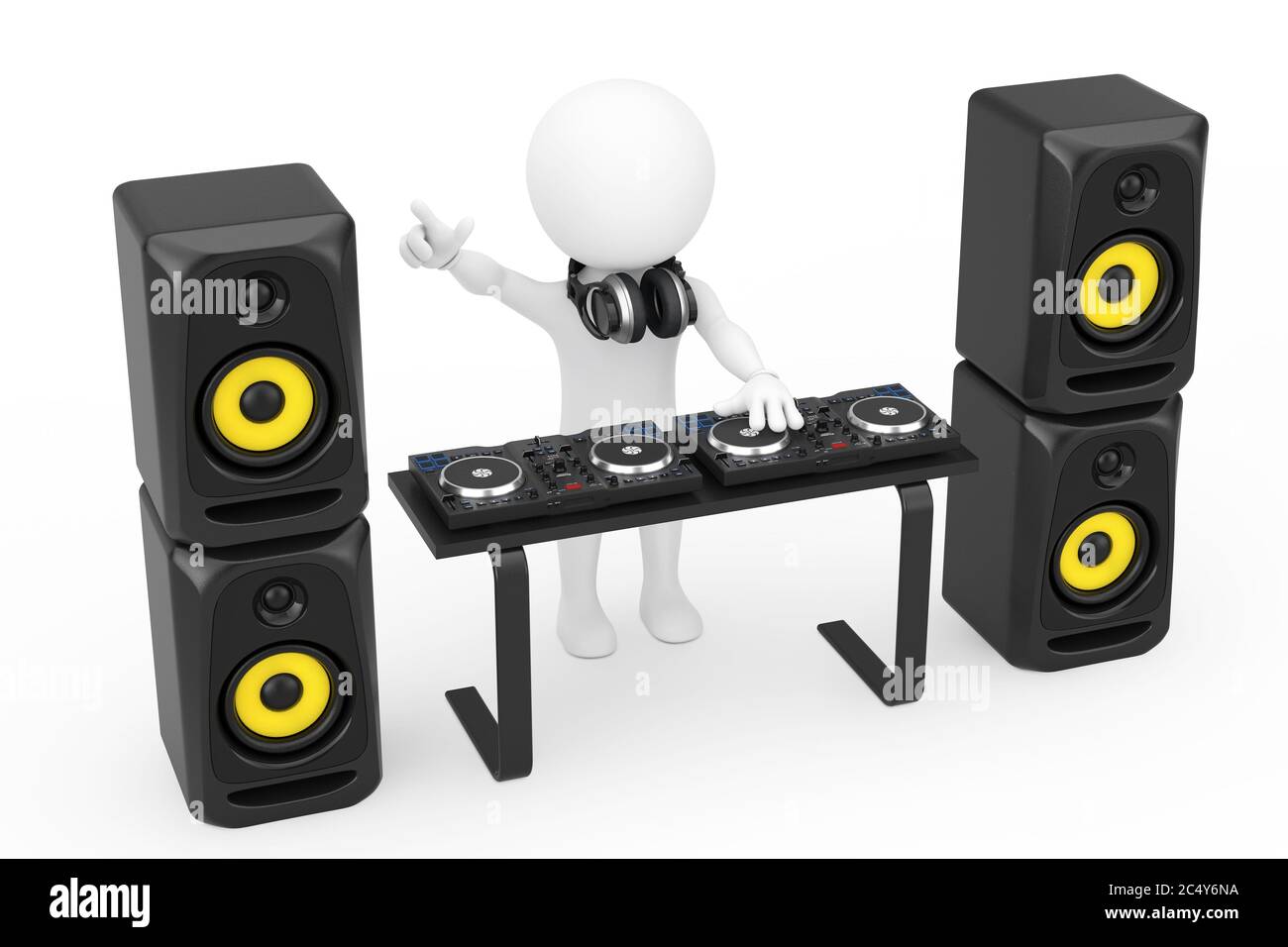 3d Person Disc Jockey with a Turntable, Speakers and Headphones on ...