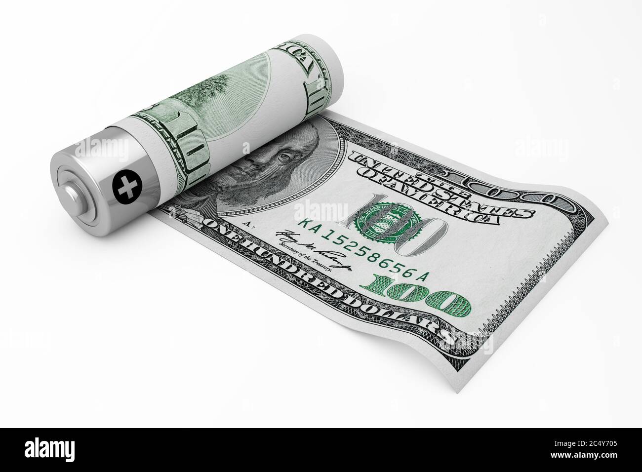 Save Money Concept. Rechargeable Battery Covered with Dollar Notes on a ...
