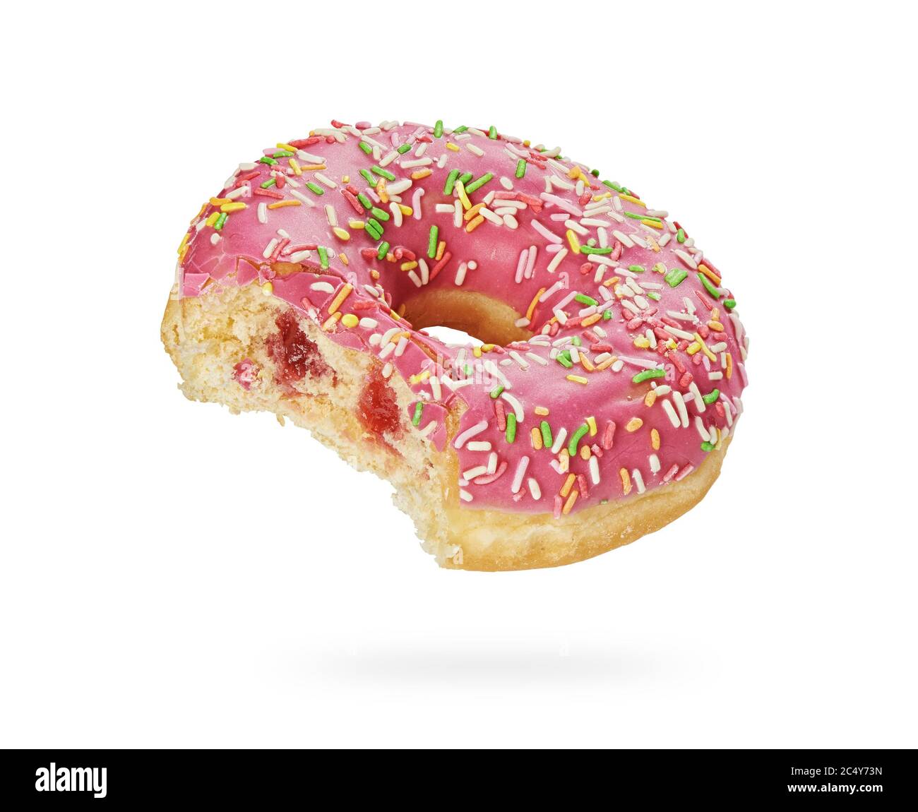 bitten Donut with sprinkles isolated on white background. clipping path ...