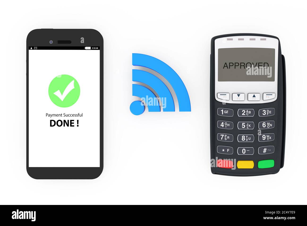 Wireless Payment Concept. Mobile Phone with POS Terminal and Wireless ...