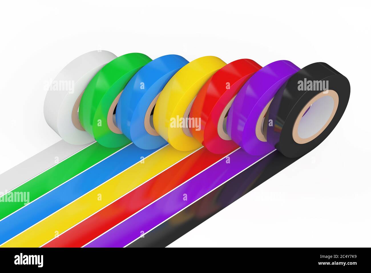 Different Colored Adhesive Insulating Tape on a white background. 3d ...