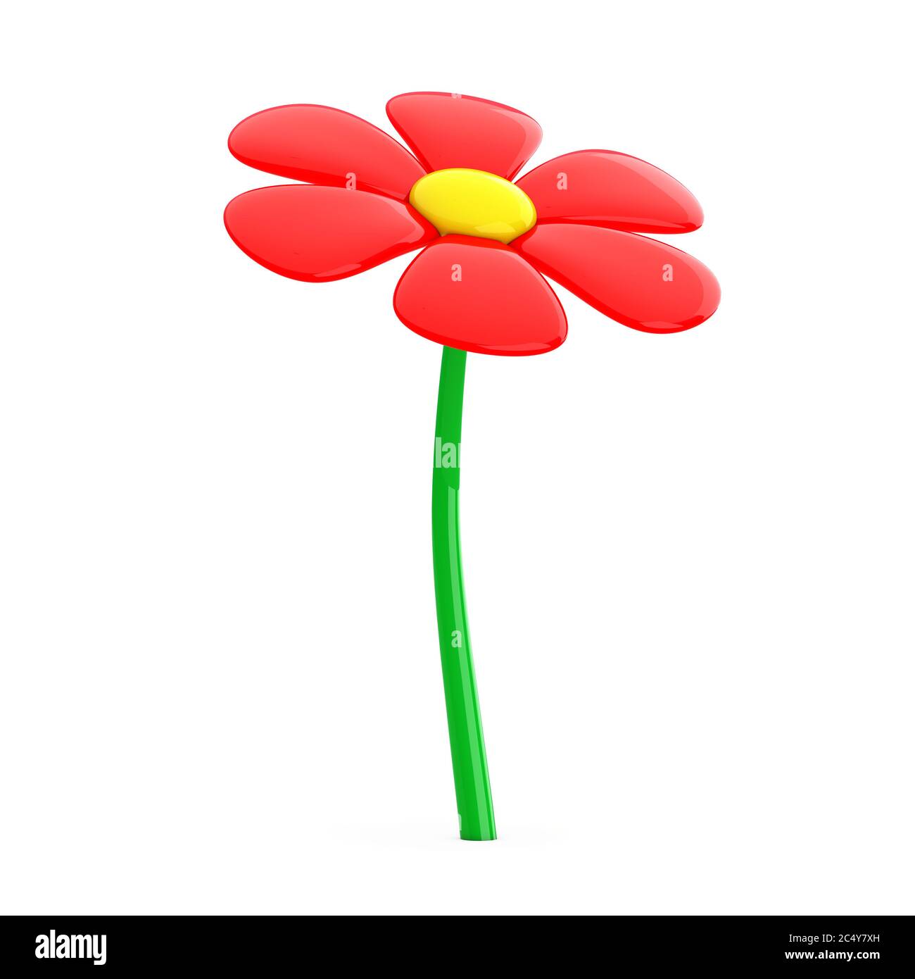 Beautiful Red Cartoon Flower on a white background. 3d Rendering Stock ...