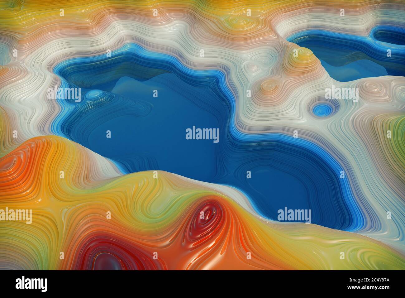 Abstract Multicolour Cartoon Lakes and Mountains Landscape Background ...