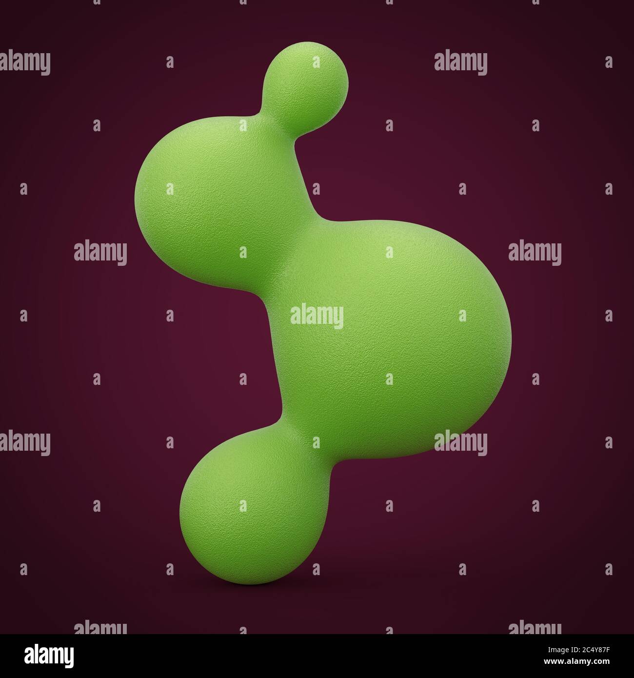 Abstract Green Metaball Spheres Balls on a violet background. 3d ...